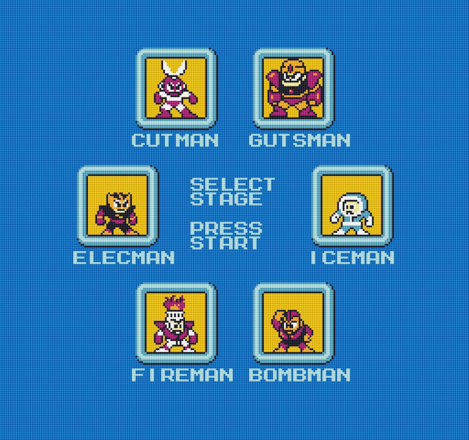 Mega Man Stage Select Screen Cross Stitch Pattern. PDF - Etsy