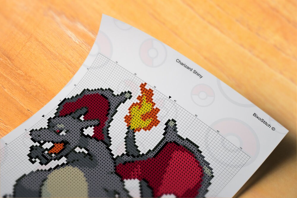 Pokemon Charizard Shiny Cross Stitch Pattern. PDF Files. | Etsy