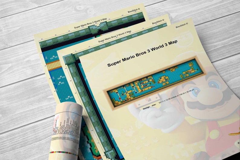 Super Mario Bros 3 World 3 Map Cross Stitch Pattern Pdf Etsy