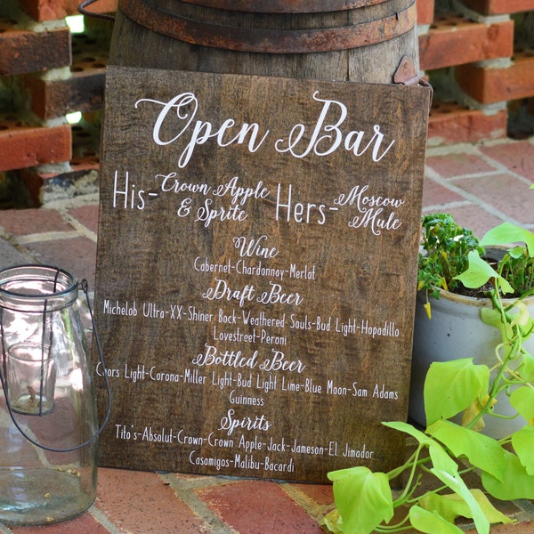 Reception Bar Menu - Etsy