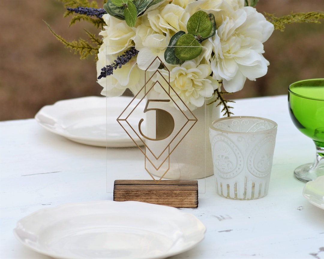 Gold Wedding Table Numbers Art Deco Table Numbers Self Standing Gold ...