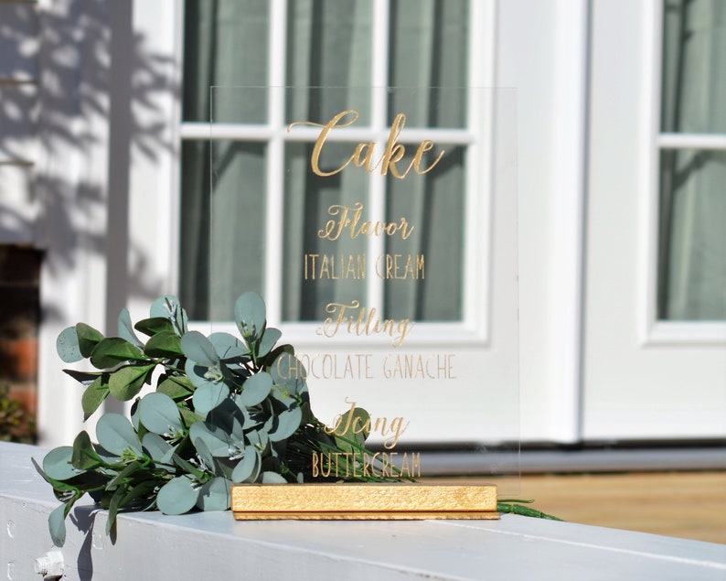 Acrylic Wedding Cake Sign Clear Wedding Menu Sign Wedding Cake | Etsy