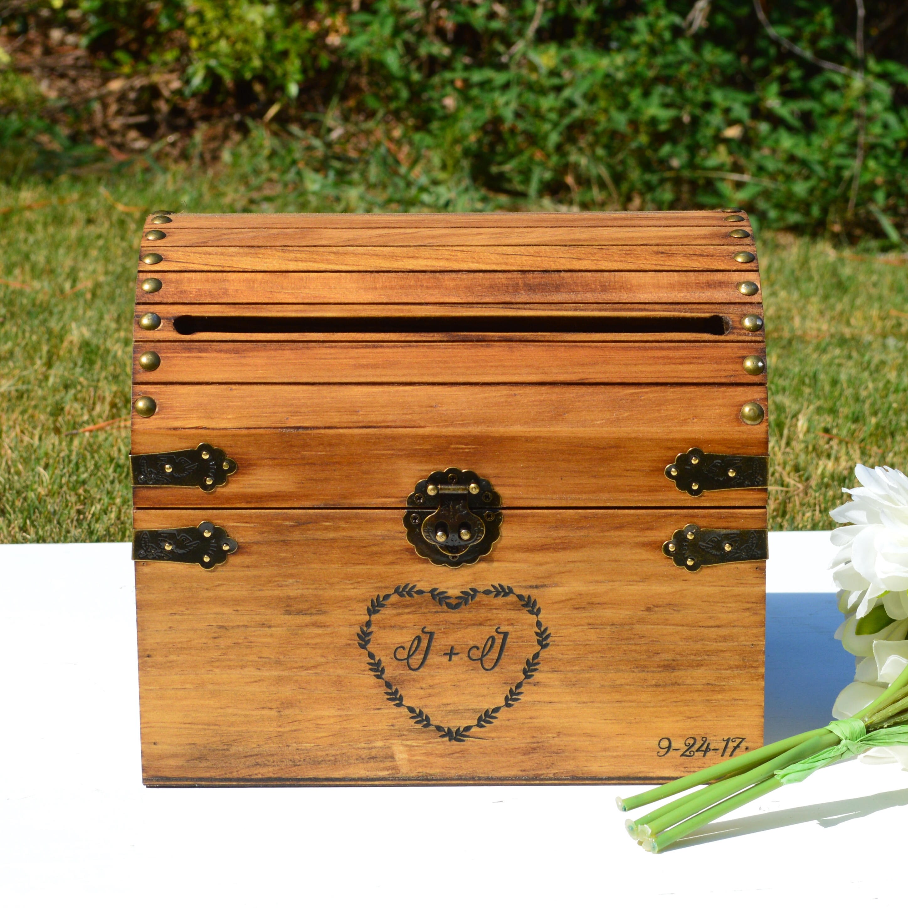 Laurel Wreath Card Box, Greenery Wedding Decor, 5th Anniversary Memory ...