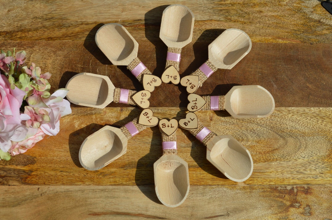 Wedding Candy Scoops, Wooden Candy Bar Scoops, Shabby Chic Wedding ...