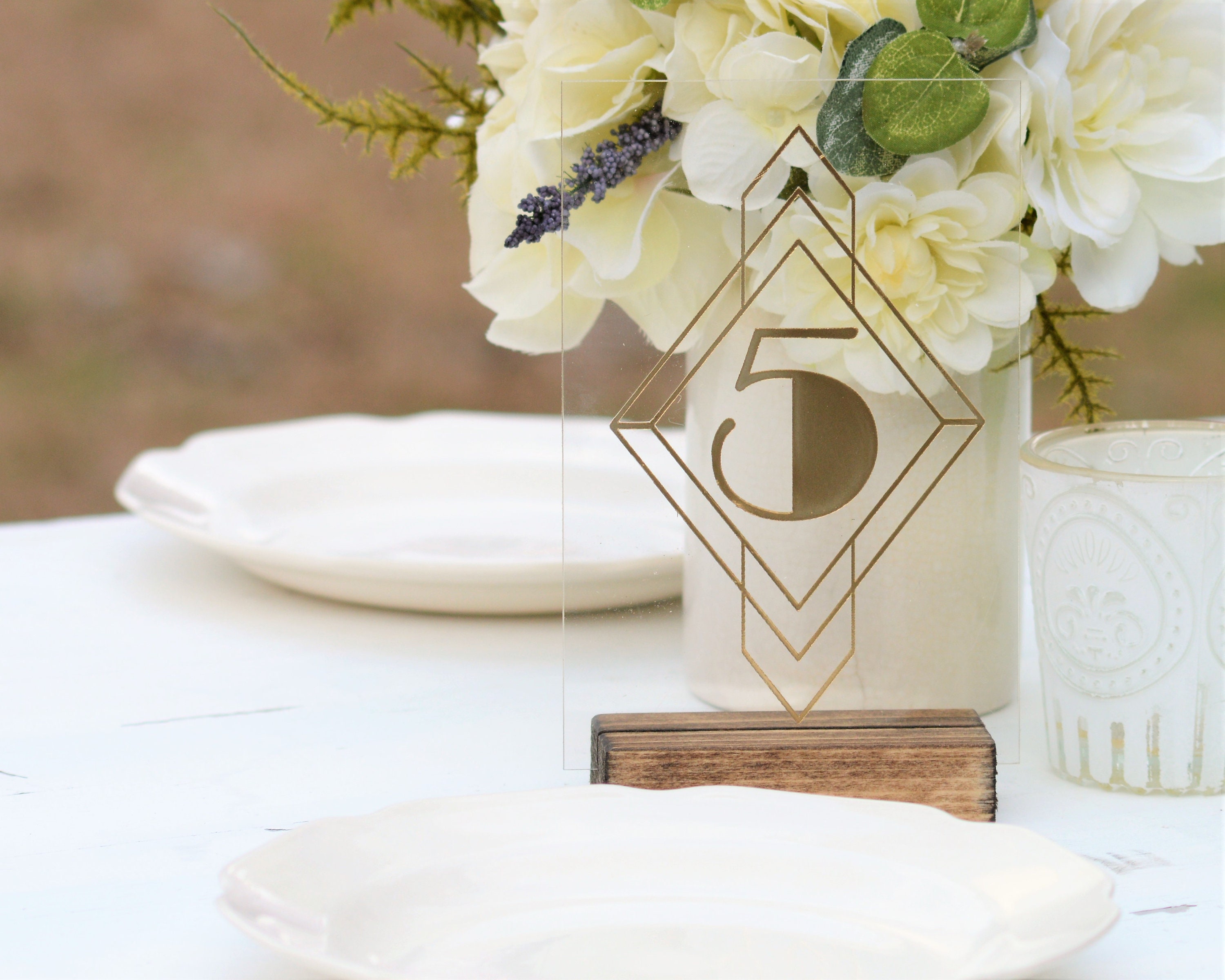 Gold Wedding Table Numbers Art Deco Table Numbers Self Standing Gold ...