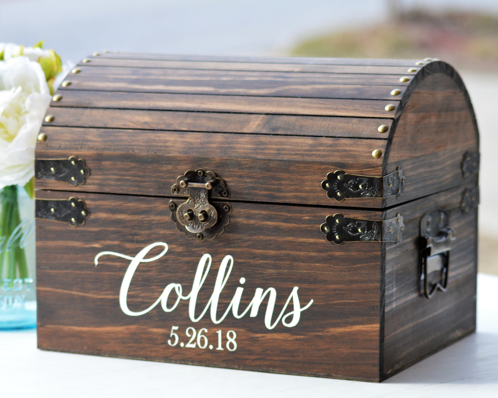 Boho Wedding Card Box, Rustic Card Box With Slot, Bridal Shower Card ...