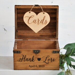 Wooden Card Box With Cards Banner Personalized Wedding Cards Holder ...