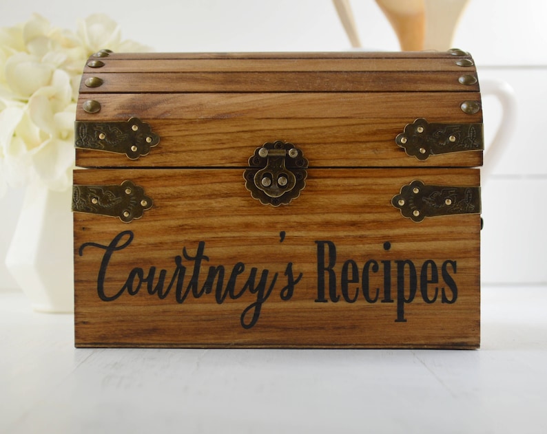 Wood Recipe Box Customized Recipe Box Farmhouse Kitchen - Etsy