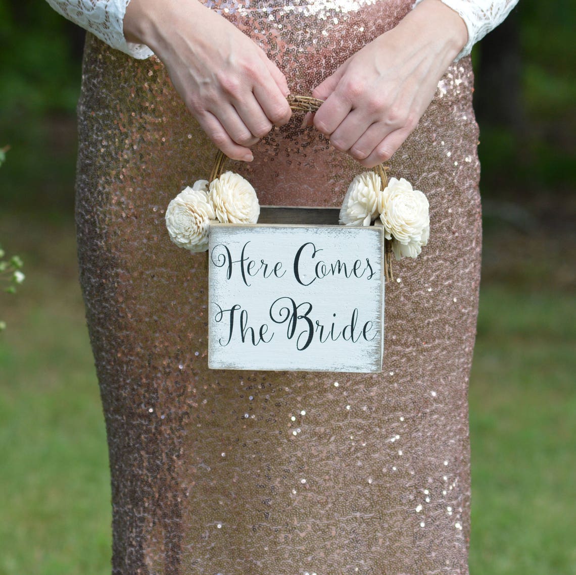 Here Comes the Bride Flower Girl Basket Wood Flower Girl - Etsy