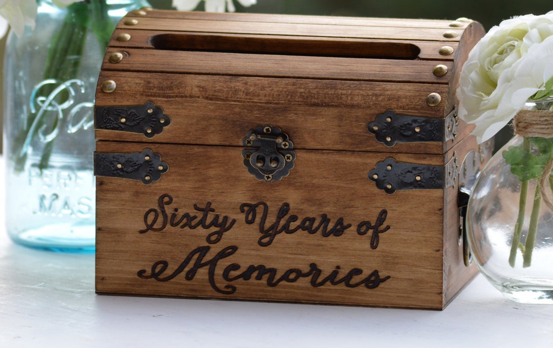 Anniversary Party Card Box With Slot, Wood Anniversary Card Holder, 5th ...