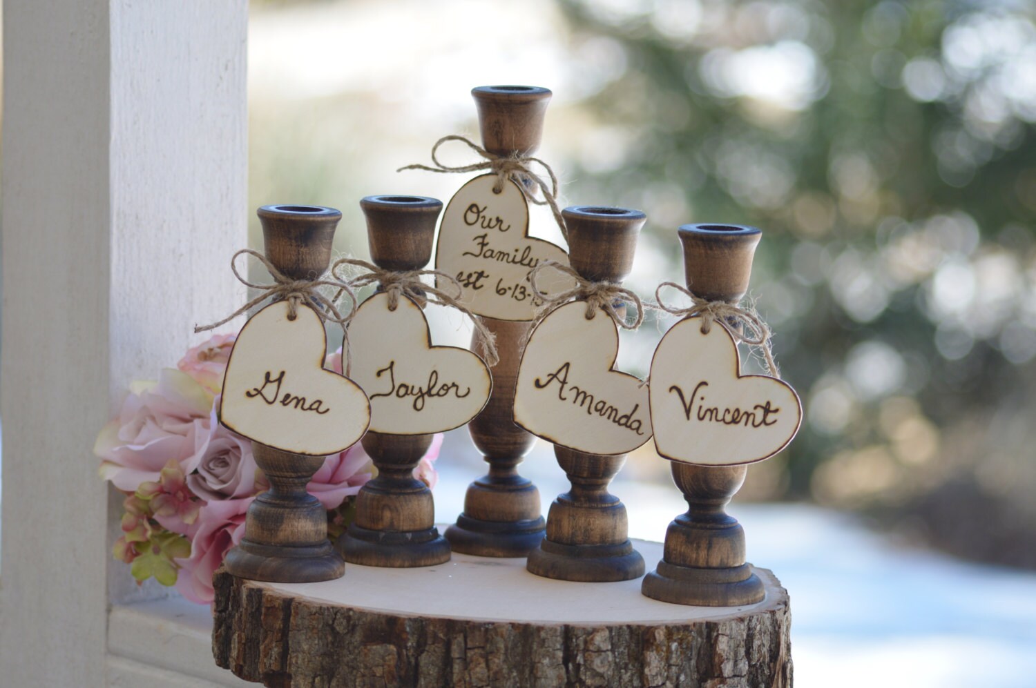 Family Unity Ceremony Personalized Unity Candle Holders Wooden Family ...