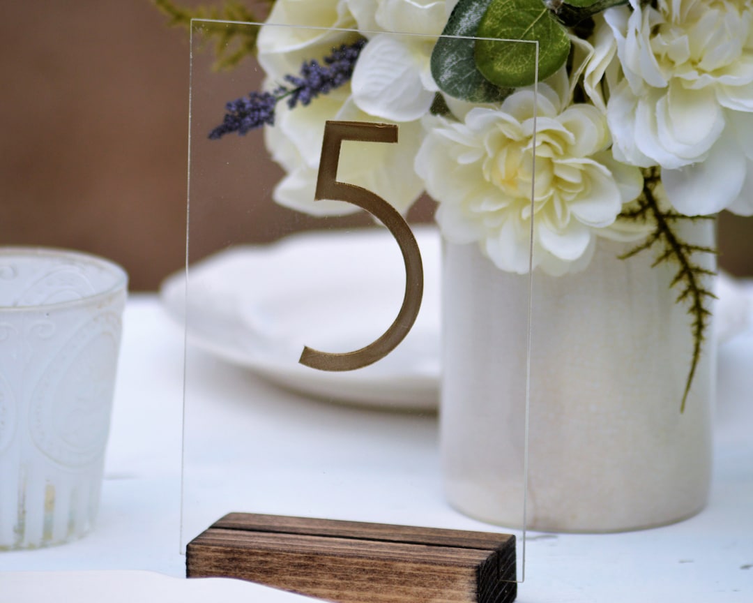 Acrylic Wedding Table Numbers Acrylic Table Numbers Self Standing Gold ...
