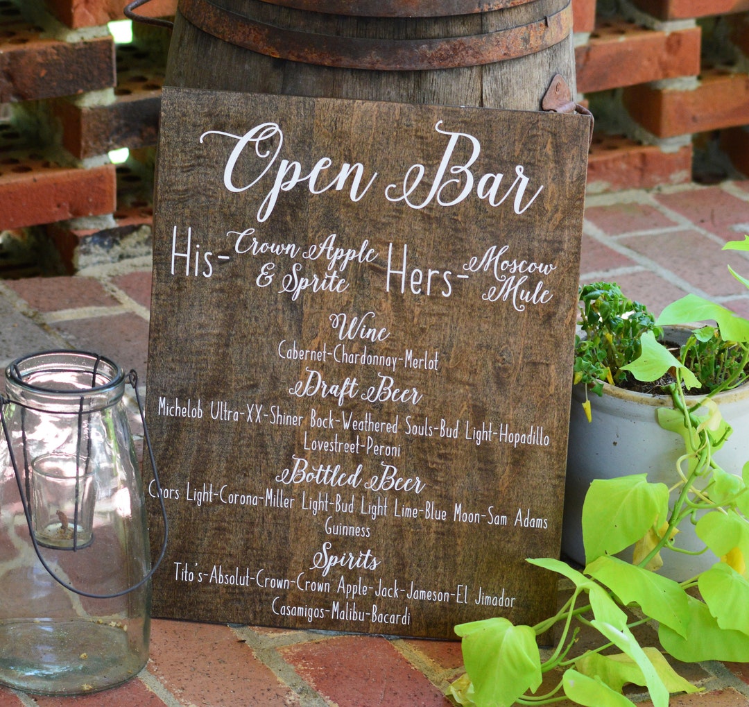 Wedding Signature Drinks Sign Wedding Wood Bar Sign Bar Menu Sign ...