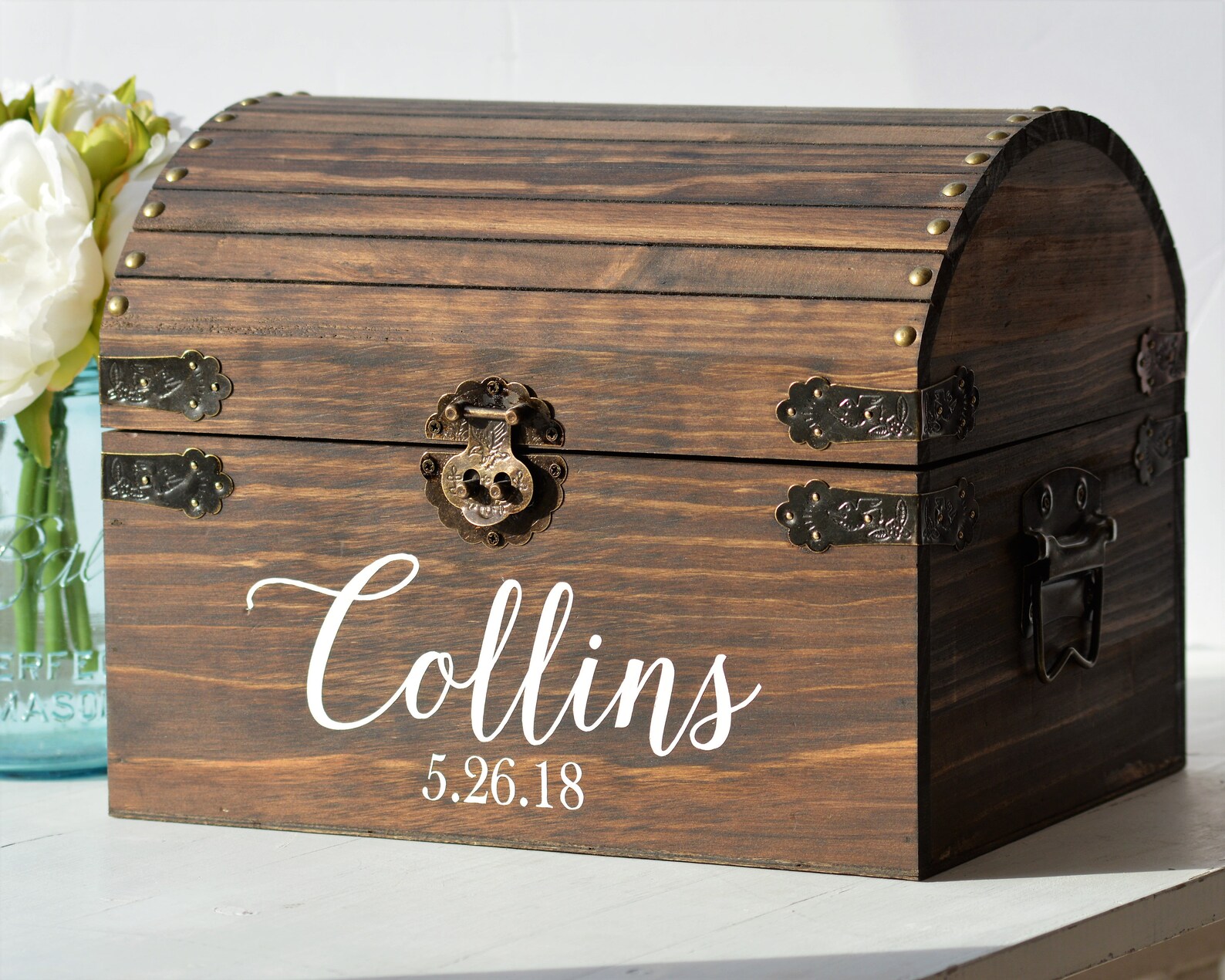 Boho Wedding Card Box, Rustic Card Box With Slot, Bridal Shower Card ...