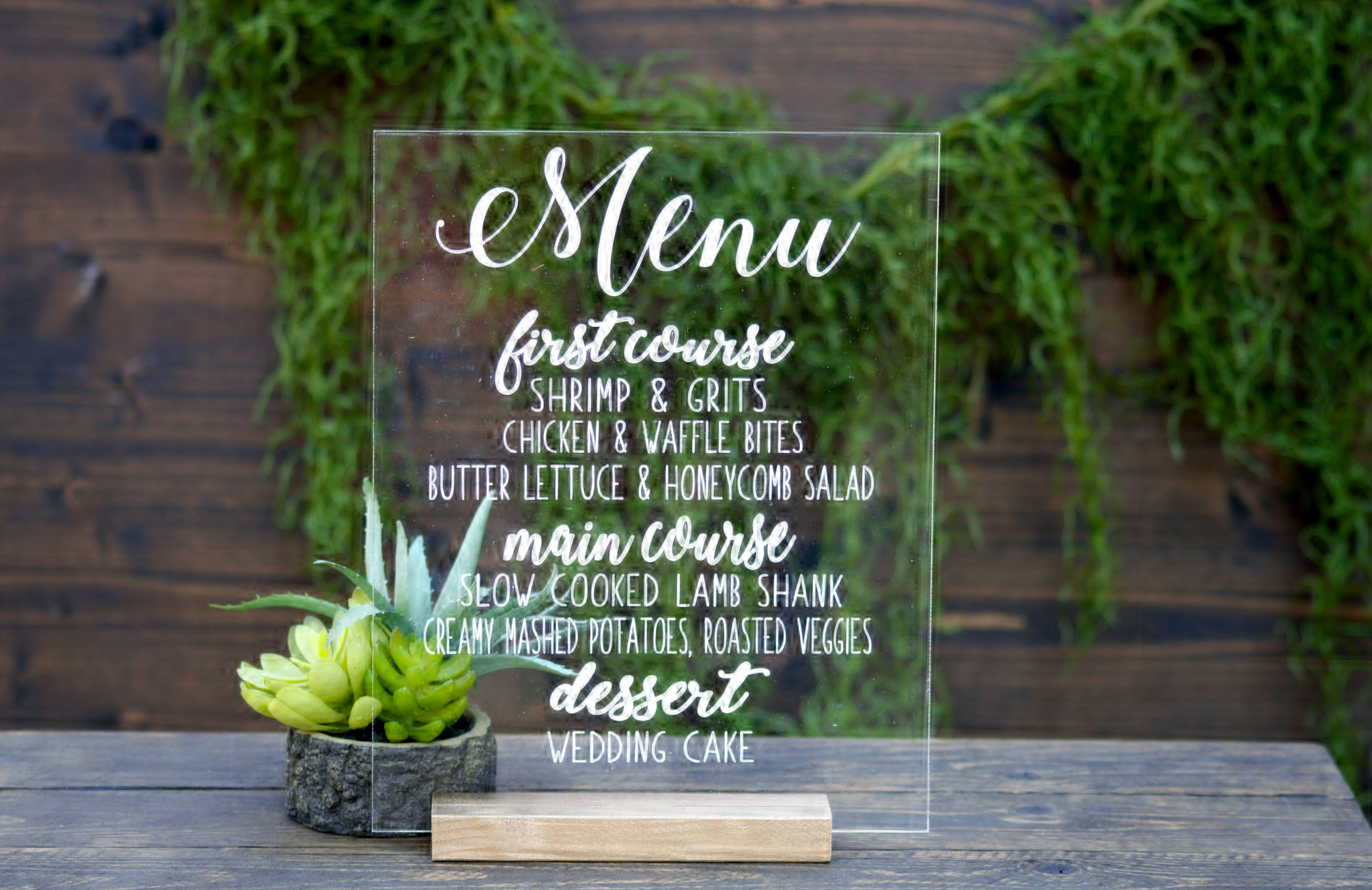 Acrylic Menu Sign Wedding Clear Acrylic Wedding Sign Bar - Etsy