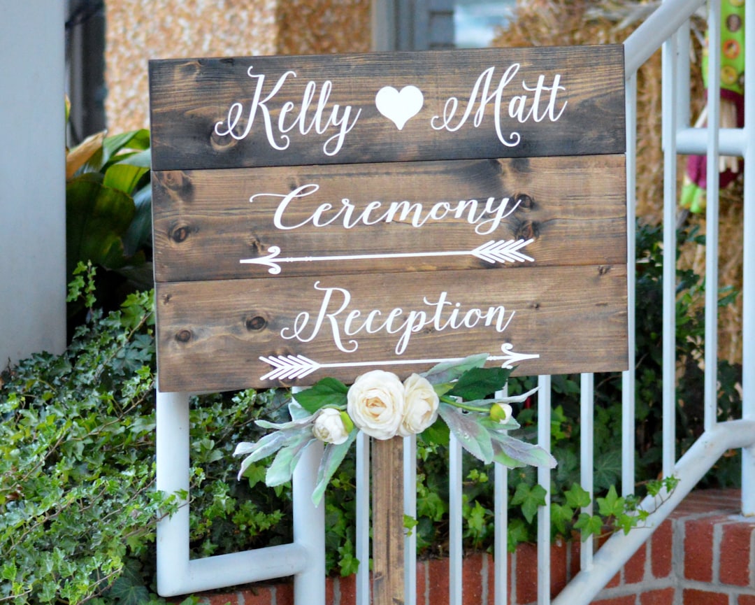 Wedding Directional Signs, Wood Wedding Signs With Stake, Rustic ...