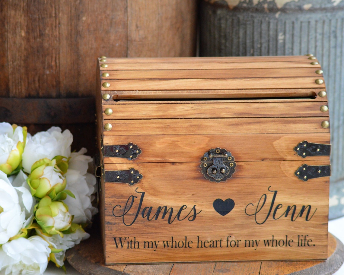 Personalized Card Box Rustic Wedding Card Box With Slot Wood | Etsy