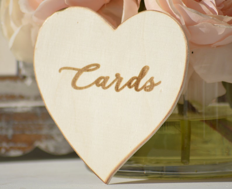 Rustic wedding cards sign wood burned heart cards sign shabby | Etsy