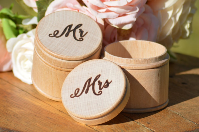 Mr and Mrs Ring Boxes Rustic Wedding Ring Boxes Bride and - Etsy