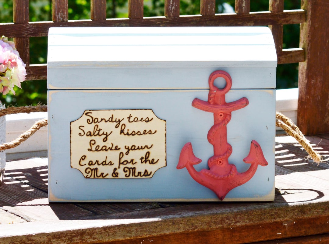 Coral Wedding Card Box, Beach Wedding Card Box, Pink and Gray Wedding ...