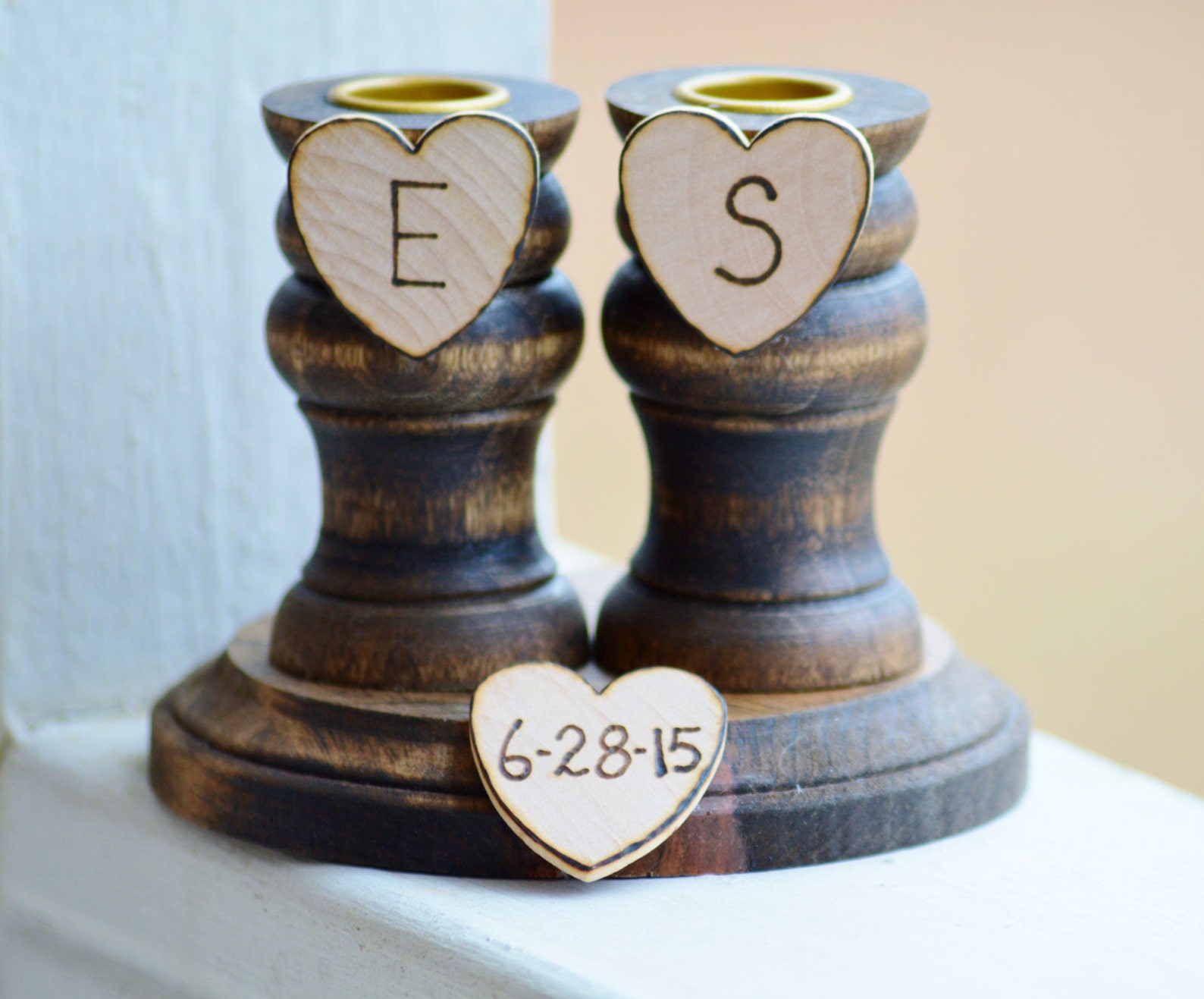 Rustic Unity Candle Holders , Farm Wedding Unity Candle Set, Shabby ...