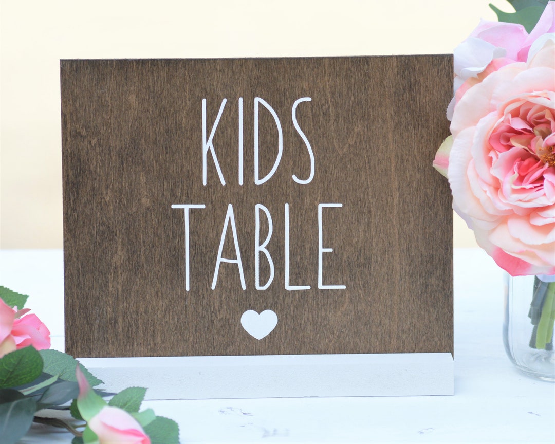 Wood Kids Table Sign Wooden Wedding Sign for Reception Table Kids Cool ...
