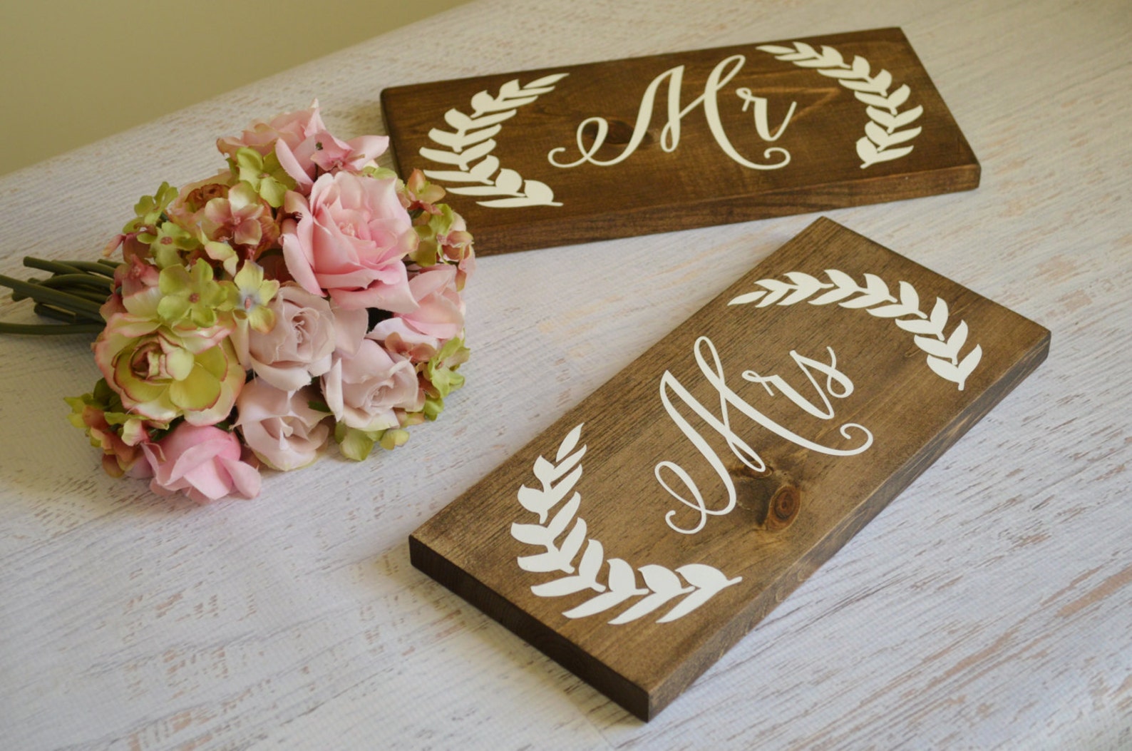 Mr and Mrs Chair Signs, Rustic Wedding Chair Signs, Bride and Groom ...