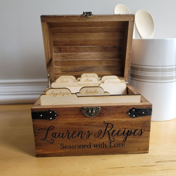 Personalized Wood Recipe Card Box - Etsy