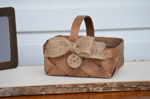 Items similar to rustic flower girl basket, country wedding flower girl ...