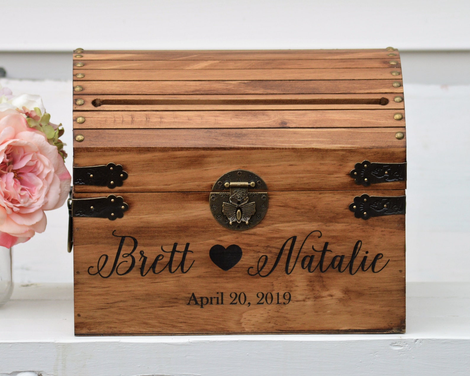 Personalized Wedding Card Box Rustic Card Box With Slot Wood | Etsy