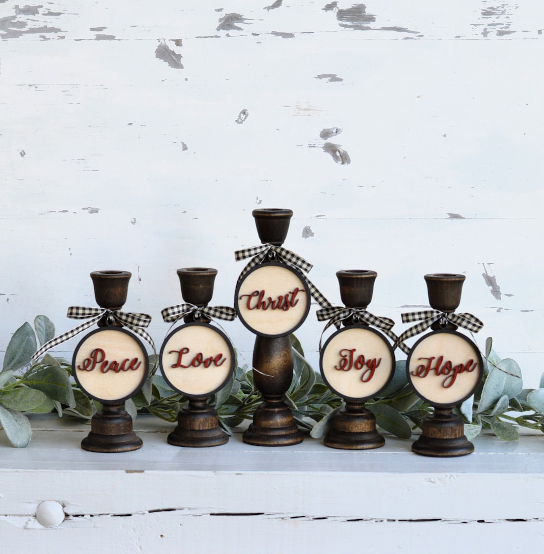 Advent Wreath Advent Candle Holder 5 Candle Set Wood Advent Candle ...