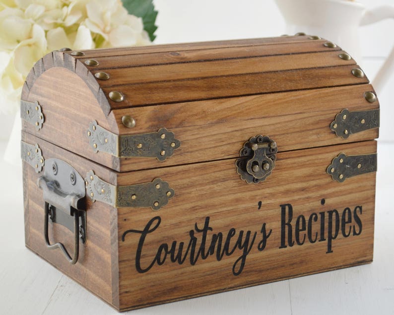 Wood Recipe Box Customized Recipe Box Farmhouse Kitchen | Etsy