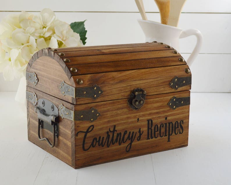 Wood Recipe Box Customized Recipe Box Farmhouse Kitchen | Etsy