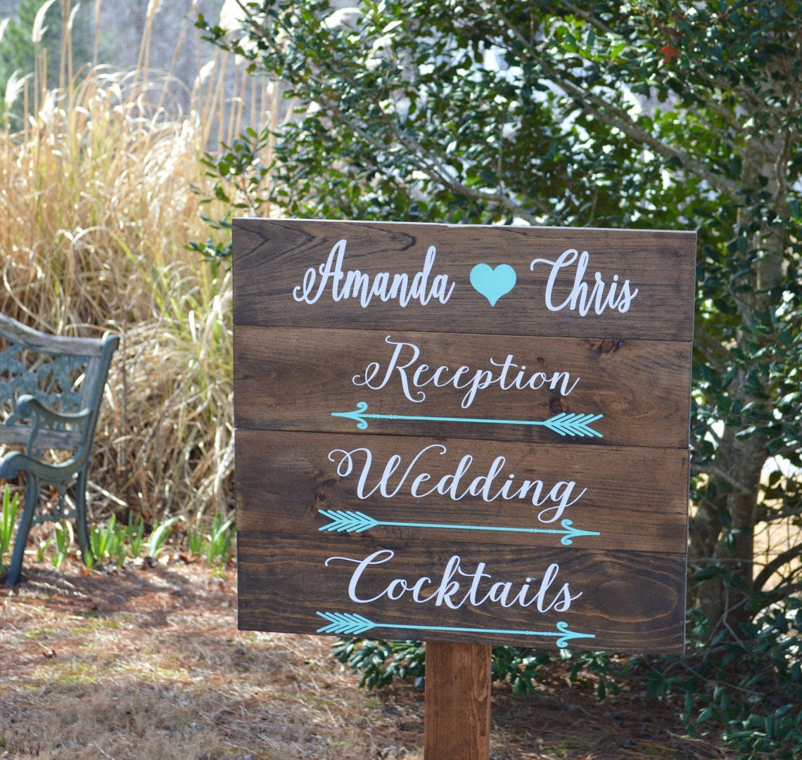 Wedding Directional Signs Wood Wedding Signs With Stake - Etsy
