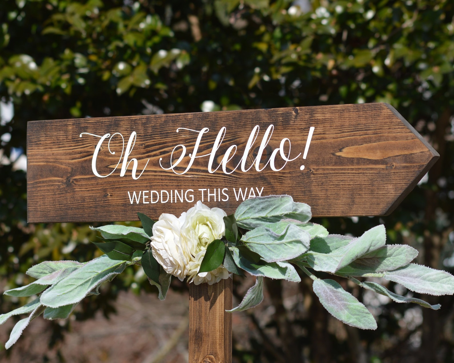 Oh Hello Wedding Arrow Sign Wood Wedding Directional Sign With | Etsy