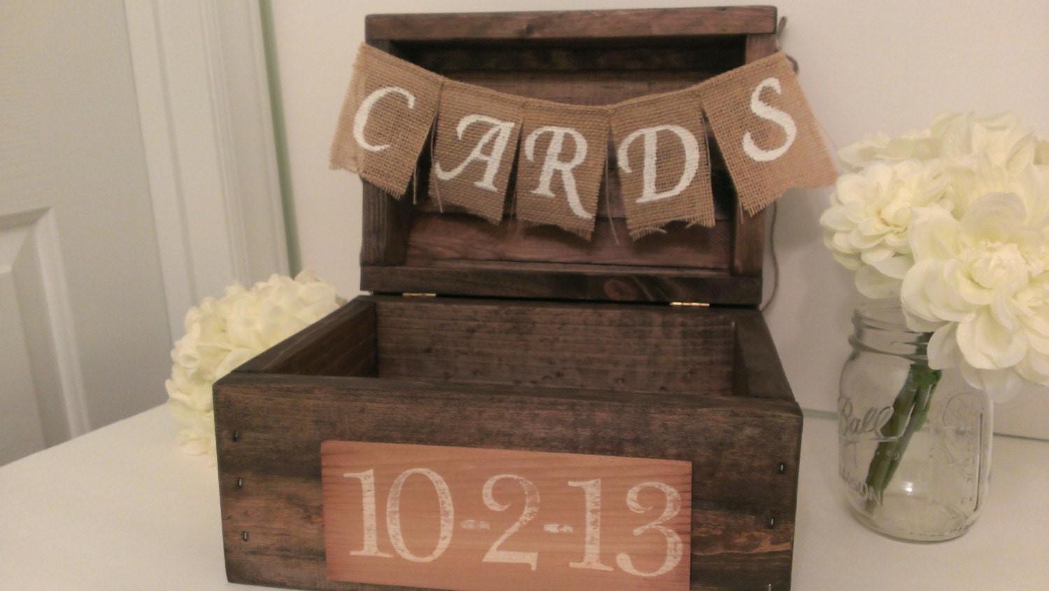 Rustic Card Box Wood Card Box Country Wedding Decor Burlap - Etsy
