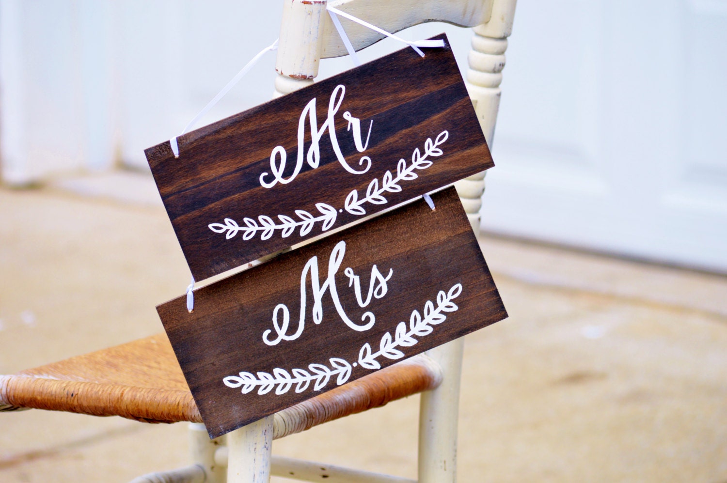 Mr and Mrs chair signs Mr and Mrs wedding sign rutic wood | Etsy