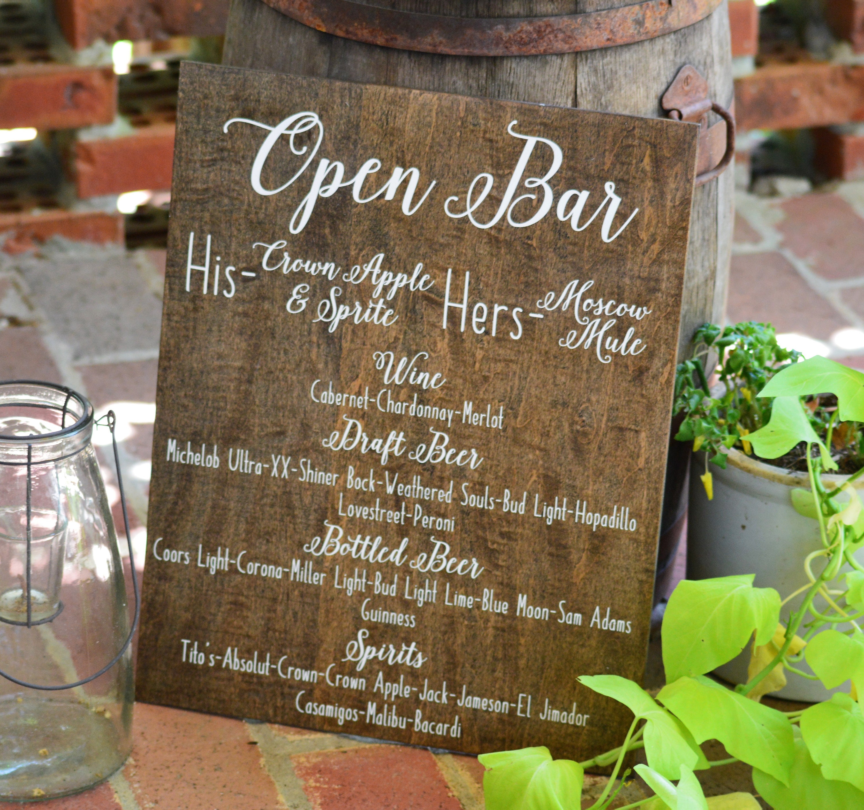 Open Bar Sign for Wedding Signature Drink Sign Bar Menu Sign | Etsy