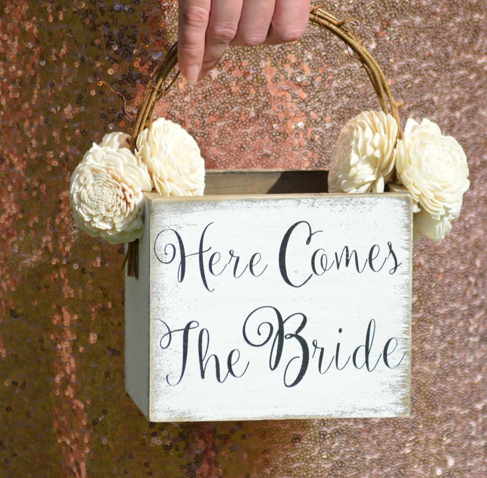 Here Comes the Bride Flower Girl Basket Wood Flower Girl - Etsy