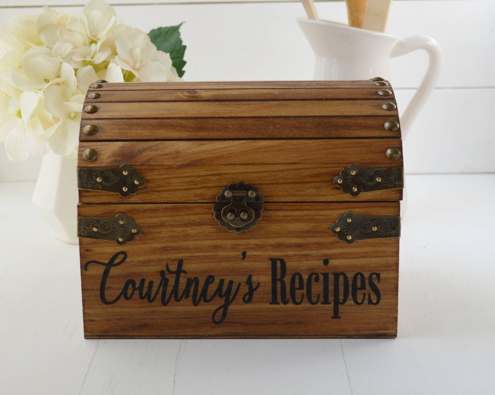 Wood Recipe Box Customized Recipe Box Farmhouse Kitchen | Etsy