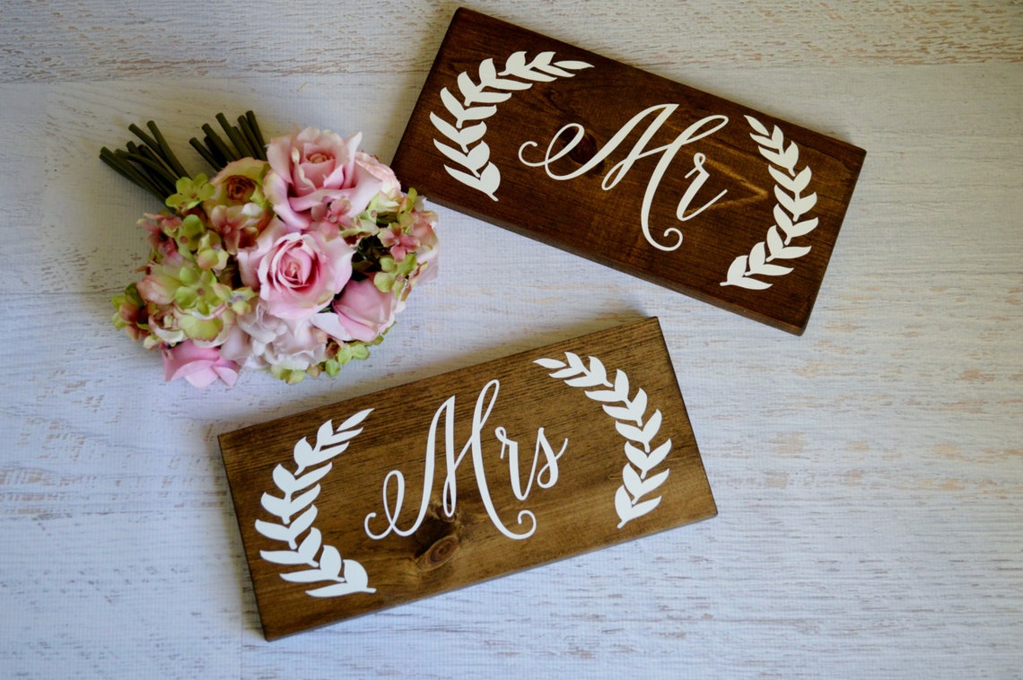Mr and Mrs Chair Signs, Rustic Wedding Chair Signs, Bride and Groom ...
