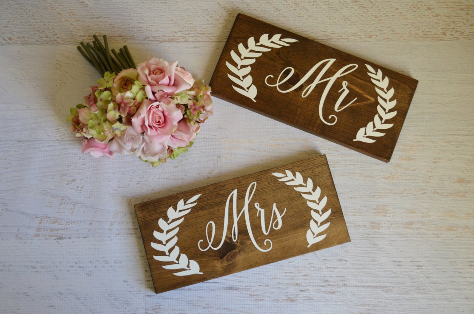 Mr and Mrs Chair Signs, Rustic Wedding Chair Signs, Bride and Groom ...