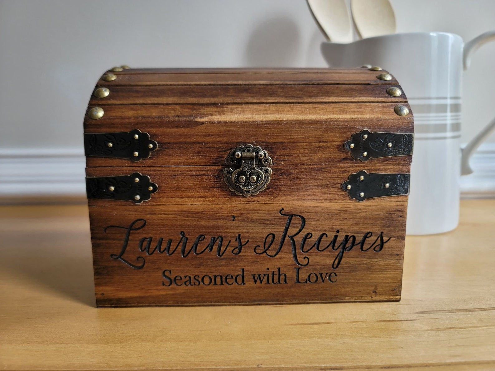 Wood Recipe Box With Dividers Personalized Recipe Box 4x6 Cards ...