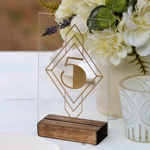 Gold Wedding Table Numbers Art Deco Table Numbers Self Standing Gold ...