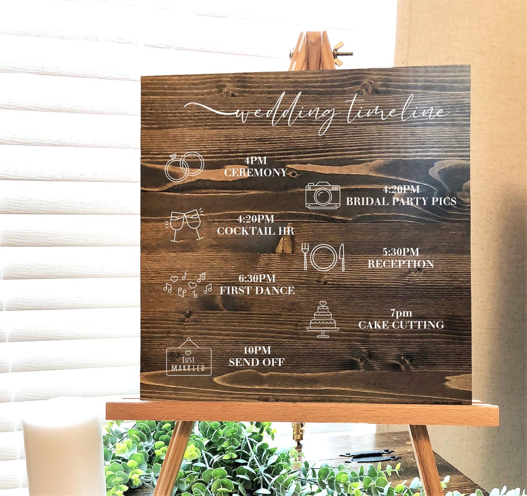 Wedding Timeline Sign Wedding Day Timeline Wedding Order of Events Sign ...