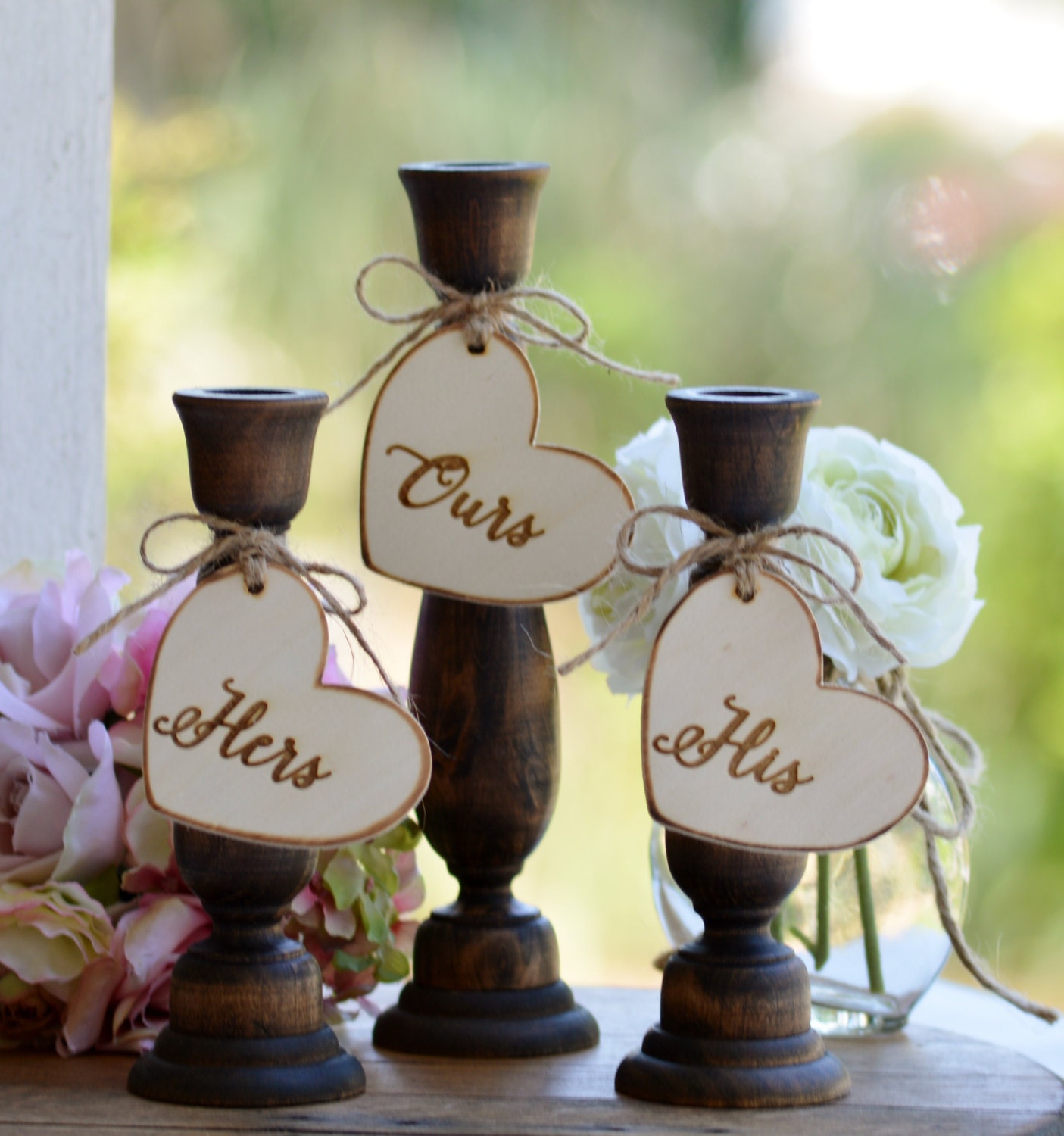 Rustic Unity Candle Holders , Country Wedding Unity Candle Set, Barn ...