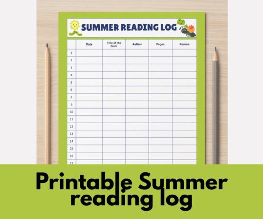 Kids Summer Reading Log | Printable Book Tracker | Reading Journal for ...