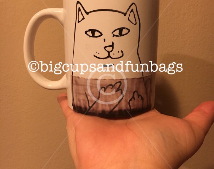 Middle Finger Color Changing Cat Mug - Etsy