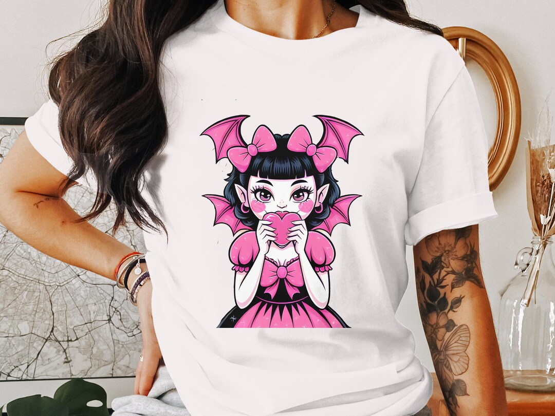 Cute Vampire Girl Digital Art, Halloween PNG for POD, Kawaii Bat Girl ...