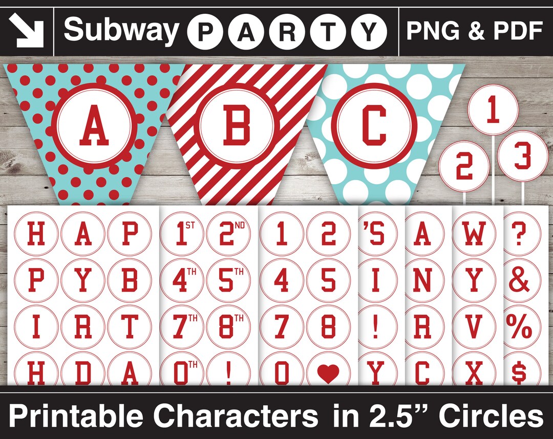Printable Red Letters & Numbers in 2.5" Circles. Alphabet for Party ...
